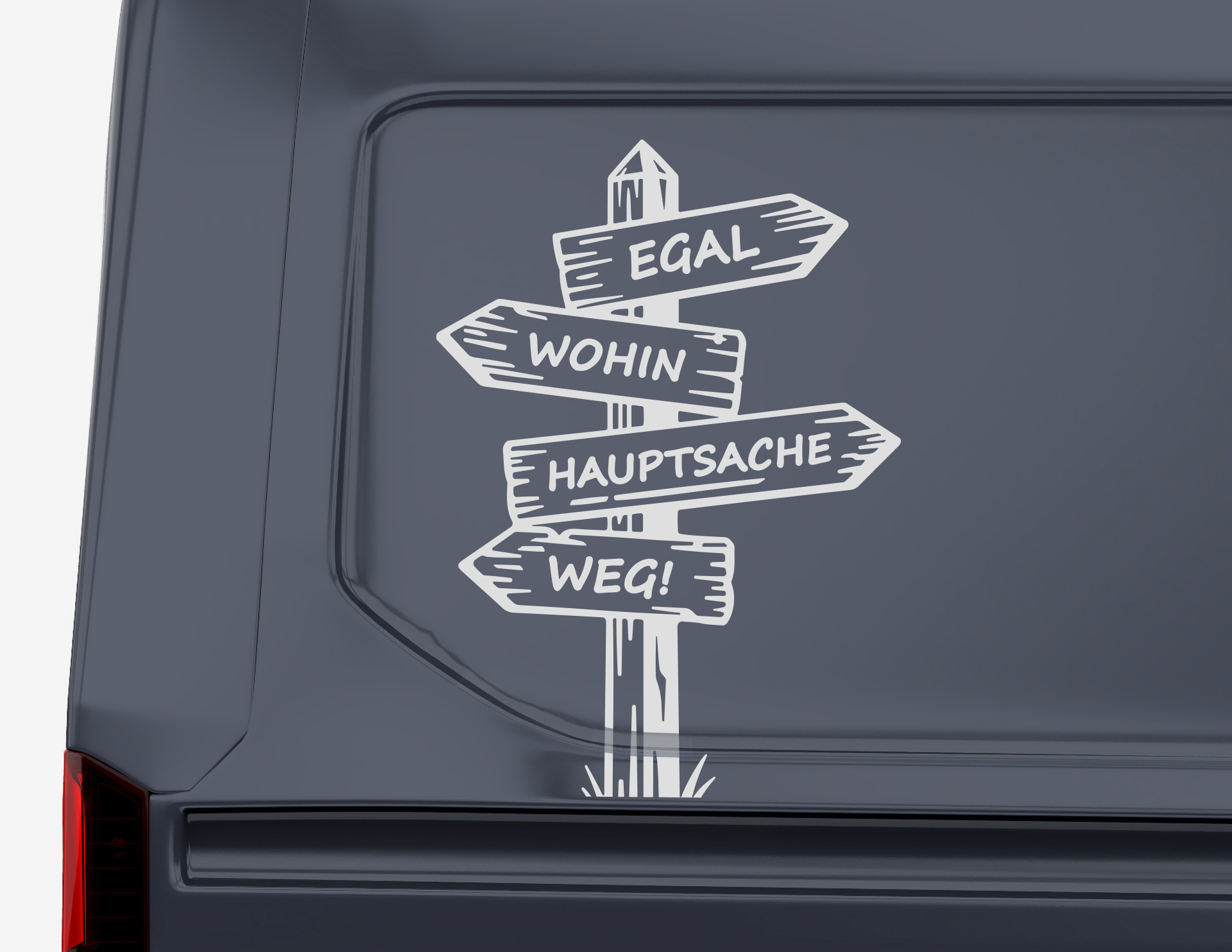 Autoaufkleber Wegweiser Egal wohin Hauptsache weg!